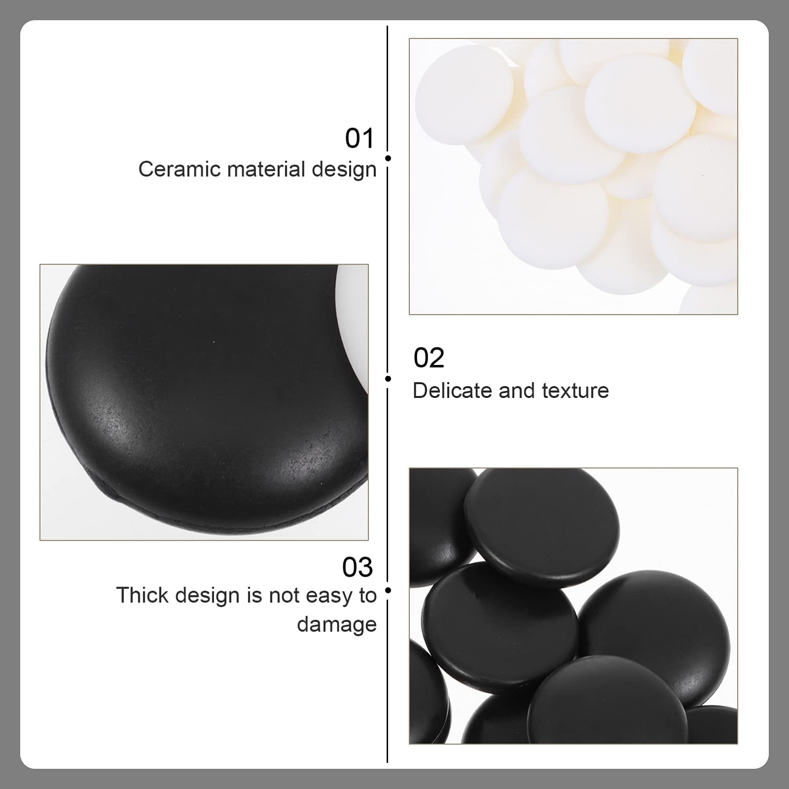 VOSAREA 2 Bags Go Chess Game Ceramics Stones Go Game Pieces Go Game Stones Set for Classic Strategy Go Board Game