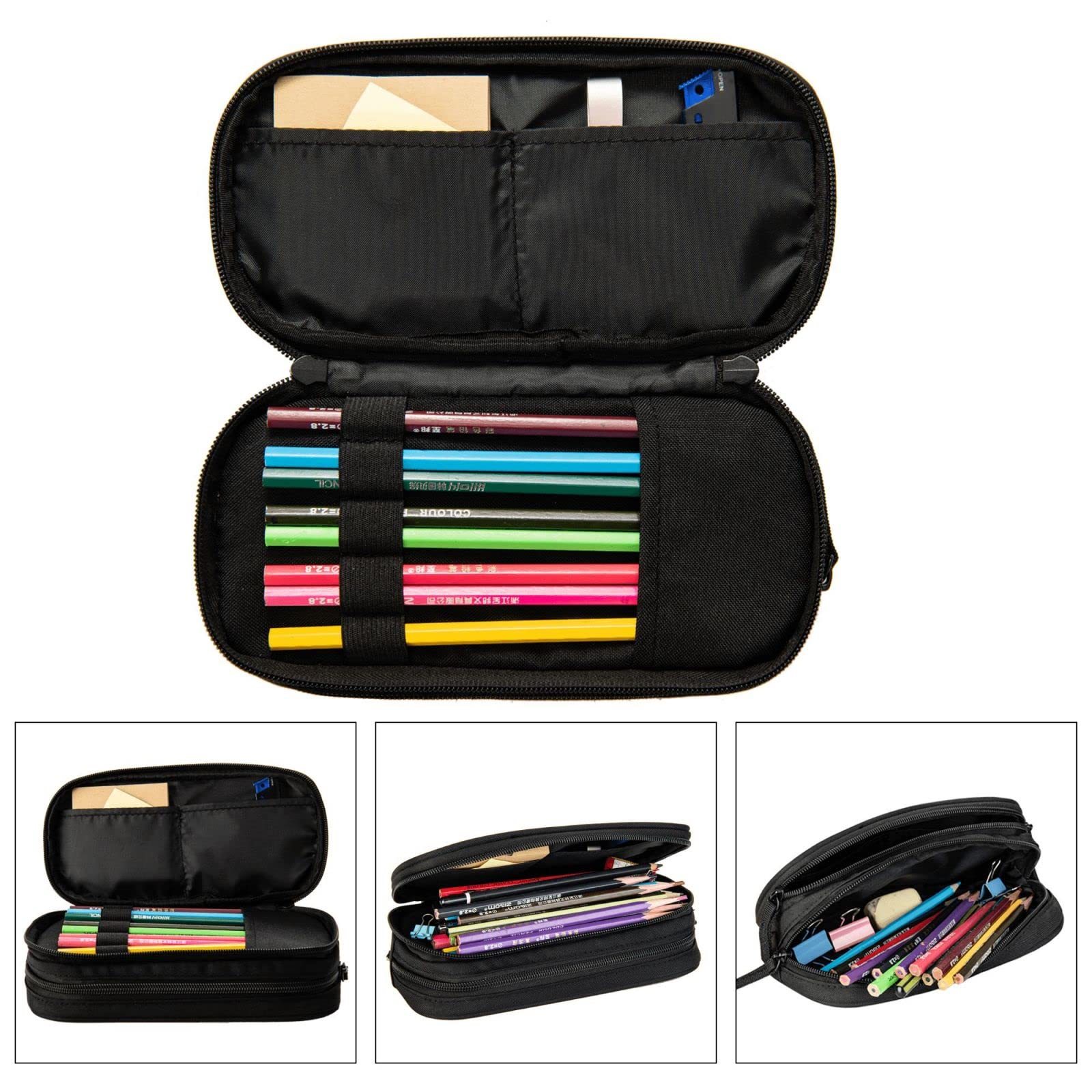 HUZEIMINniu Pink And Black Zebra Print Pencil Case Pencase Pencil Bag Pouch Box Portable Pen Bag For Office