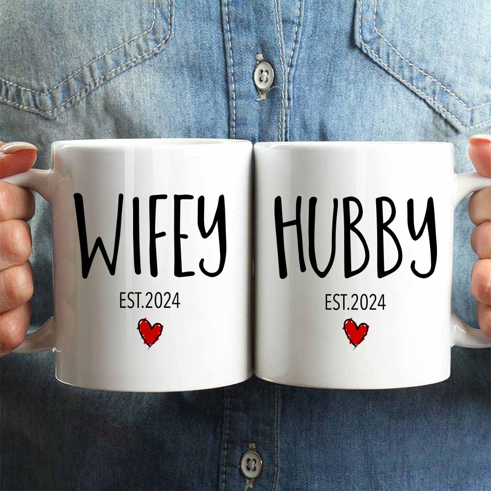 CHIEN-CHI LILI EST 2024 Husband Wife Mug Gift, Mr Mrs Mug Wedding Gift, Engagement Wedding Gift for Couple, Anniversary Valentineās Day Mug Gift for Couples, Bride Groom Gift for Wedding