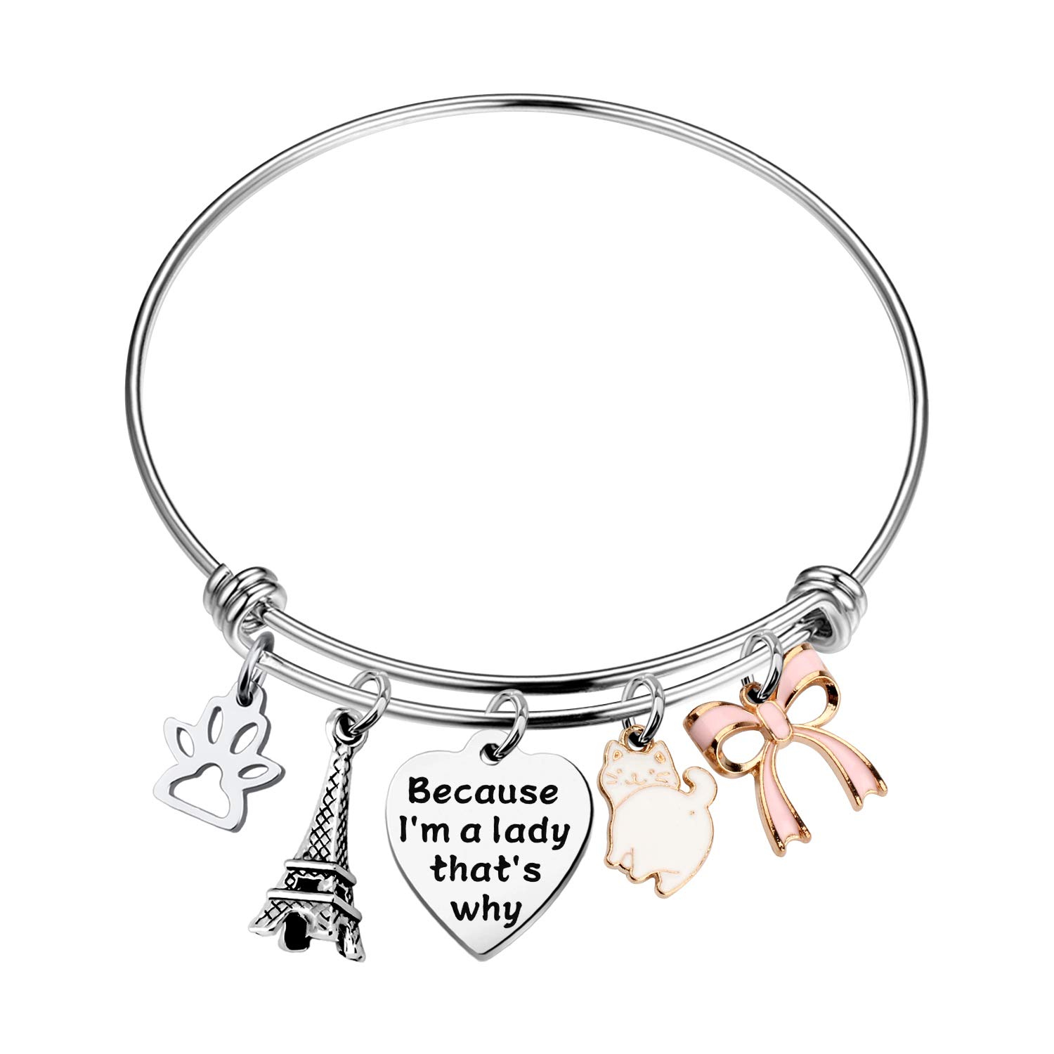 BAUNA The Aristocats Inspired Bracelet Because I’m A Lady That’s Why Marie Cat Charm For Friend (The Aristocats Inspired Bracelet)