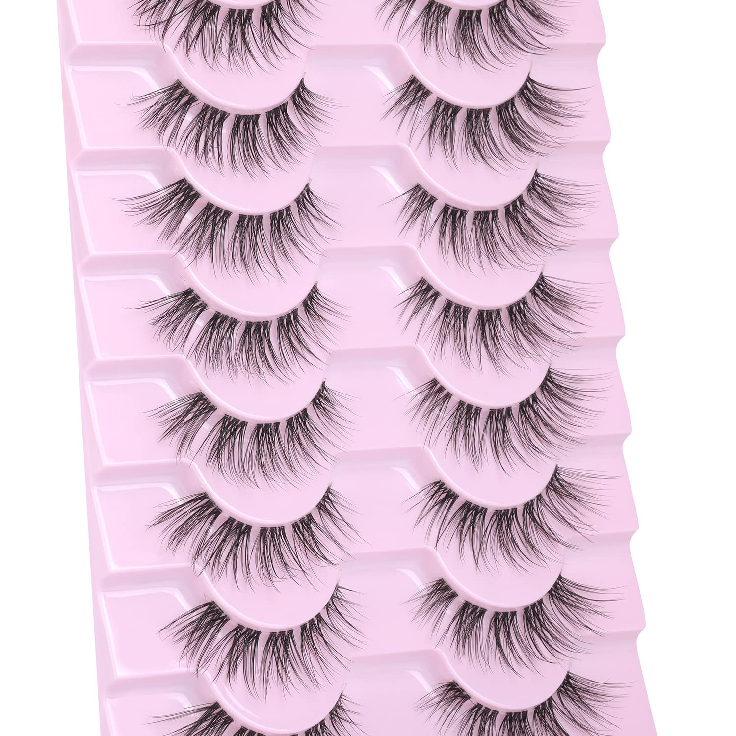 Cluster Lashes with Scissors False Eyelashes Natural Look Wispy Faux Mink Lashes Clear Band Individual DIY Cat Eye Strip Lashes Pack 9 Pairs