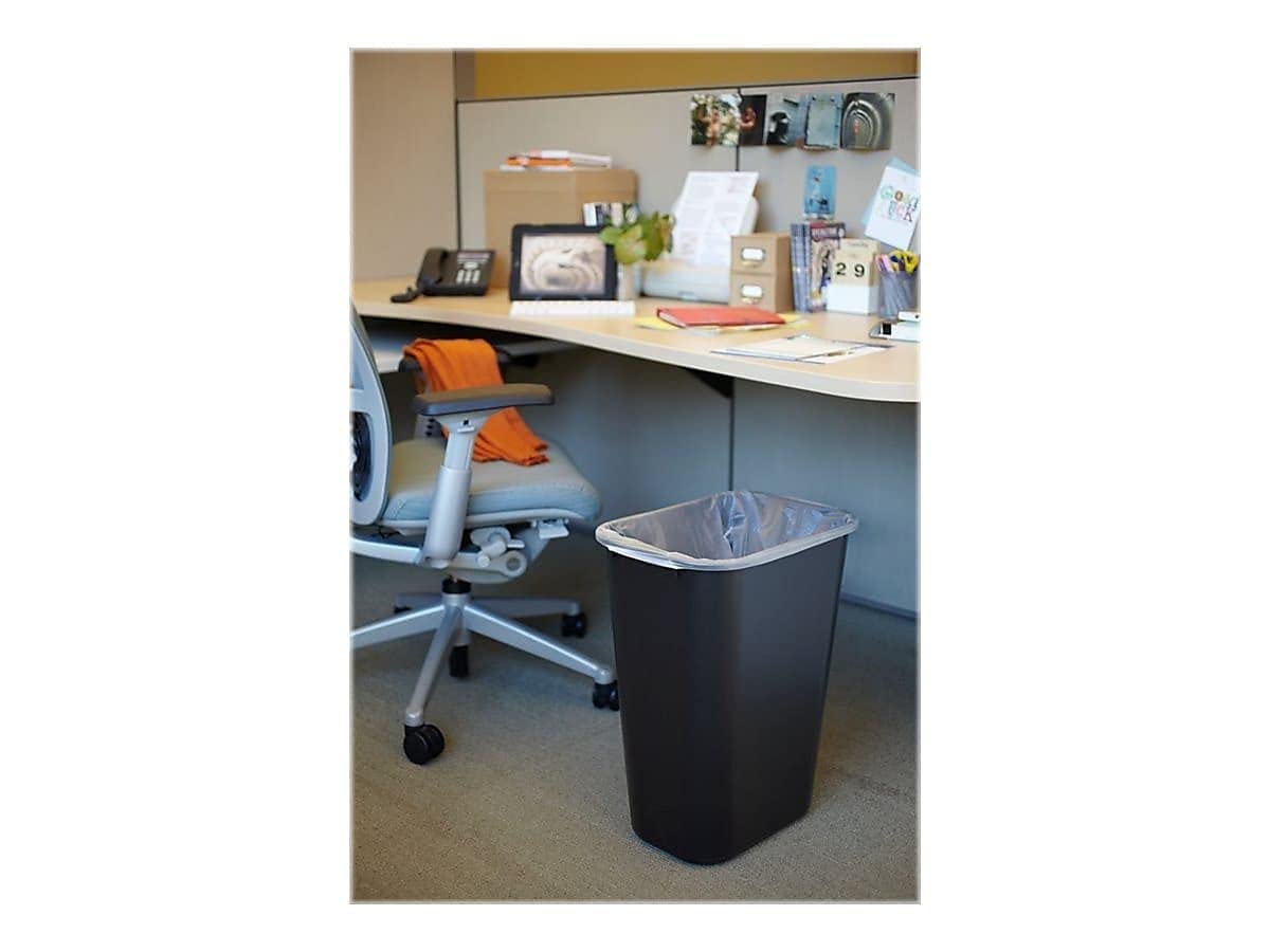 Rubbermaid Commercial 295700BK Deskside Plastic Wastebasket, Rectangular, 10 1/4 gal, Black (2)