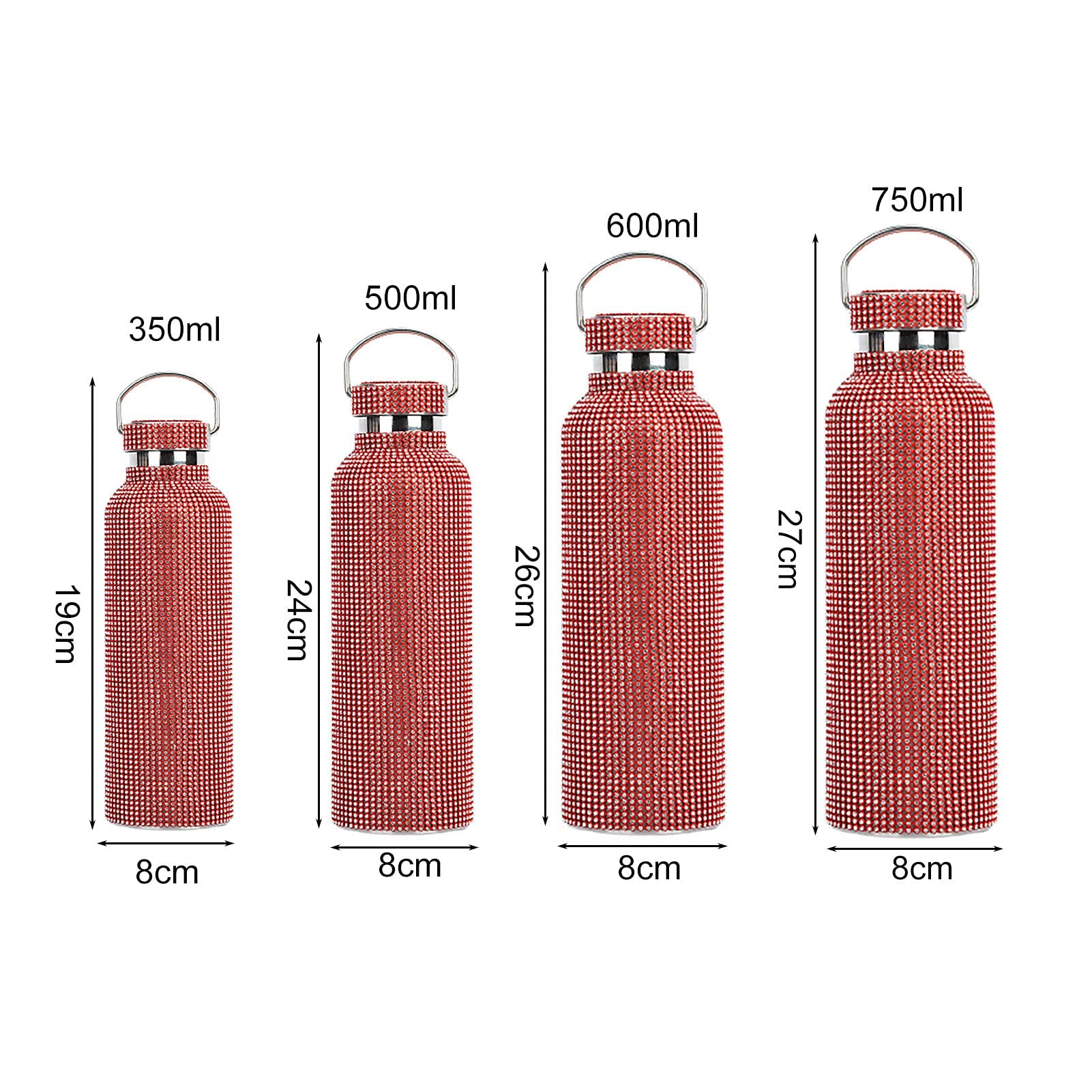 Cuteam Shining Like a Diamond Water Bottle, Fashion Bling Rhinestone Stainless Steel Thermal Bottle, Portable Large Capacity Refillable Vacuum Water Bot, Birthday Gift