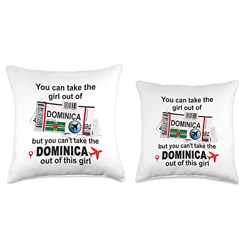Dominica Home Country - Dominica Outfits & Designs Girl Boarding Pass-Dominica Throw Pillow, 18x18, Multicolor