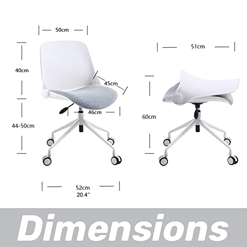 BEEANDEE Foldable Armless Home Office Chair Within 5 Minutes Completely Easy Installation with Adjustable Height and 360 Degree Universal Wheels, Armless Cute Modern Chair for Office(White)