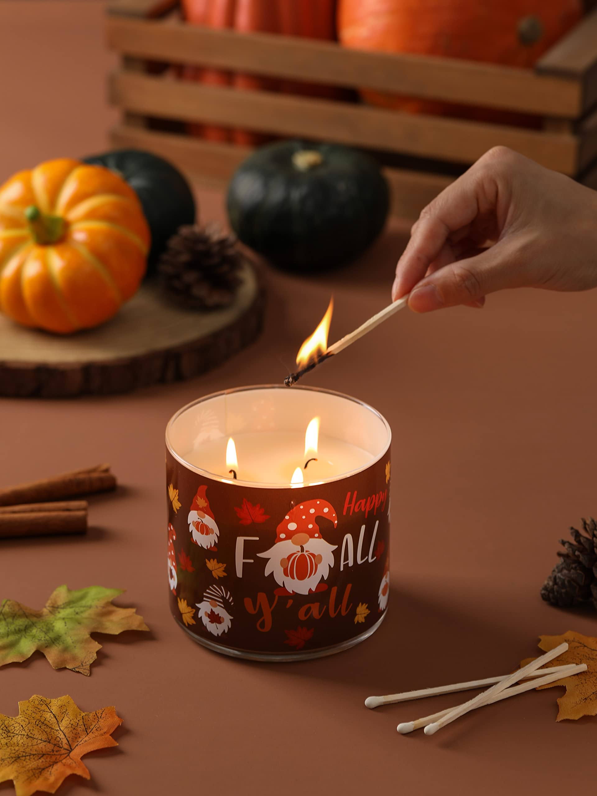 Fall Candle,Pumpkin Spice Candle, Pumpkin Scented Candle,Autumn Large 3 Wicks for Home Decor, 14 oz