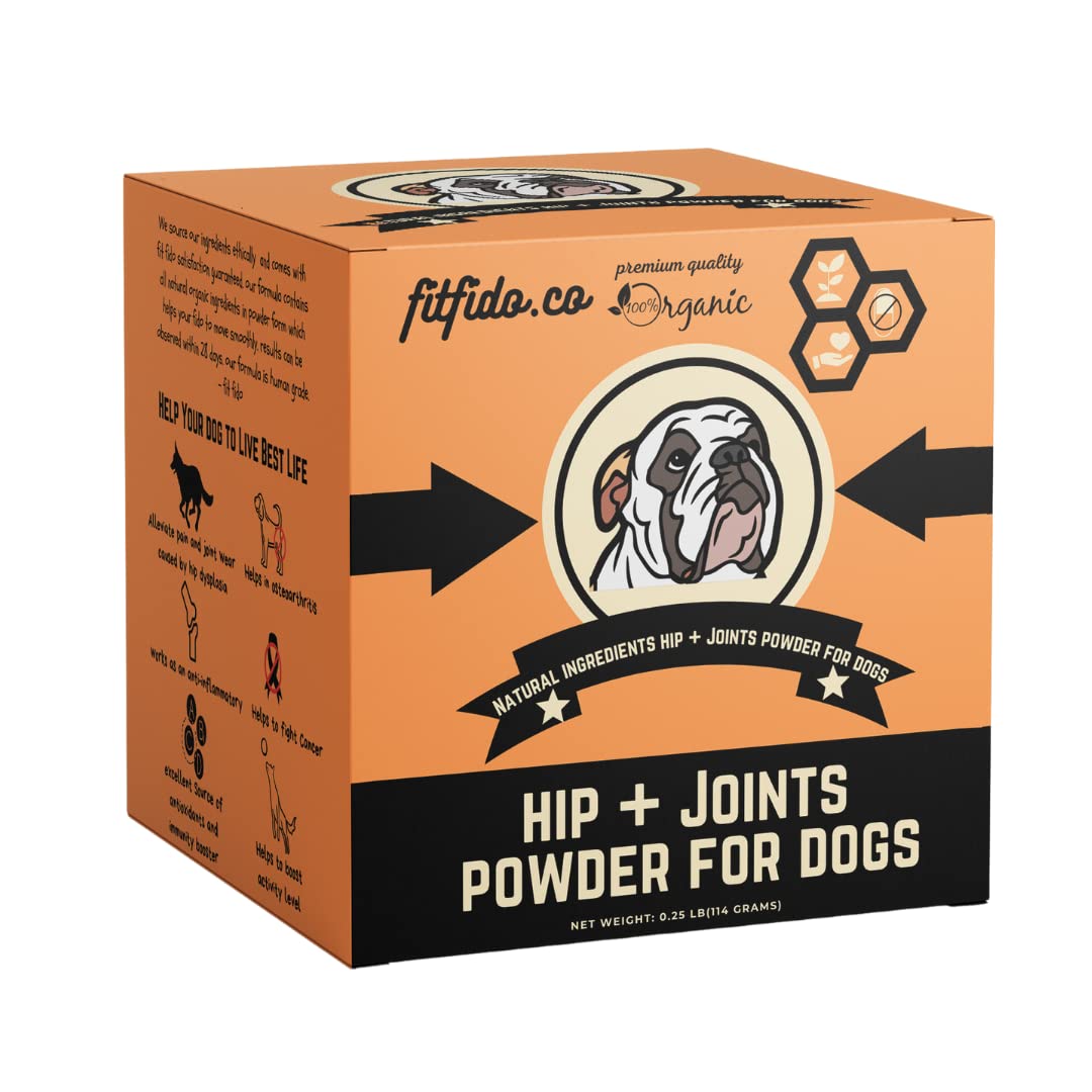 Natural Organic Hip and Joints Supplement Powder for Dogs, Fight Arthritis Pain, Support Mobility,Anti Inflammation Property of Turmeric, Glucosamine, MSM, Chondroitin, Ginger, Green Lipped Mussel