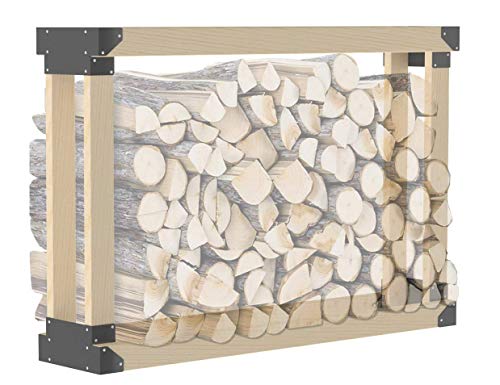 c2M Width Adjustable Outdoor Firewood Log Storage Rack 68 Piece Bracket Kit (2 Pack) | Heavy Duty Adjustable Custom Wood Storage Holder for Fireplace or Firepit | Made in the USA