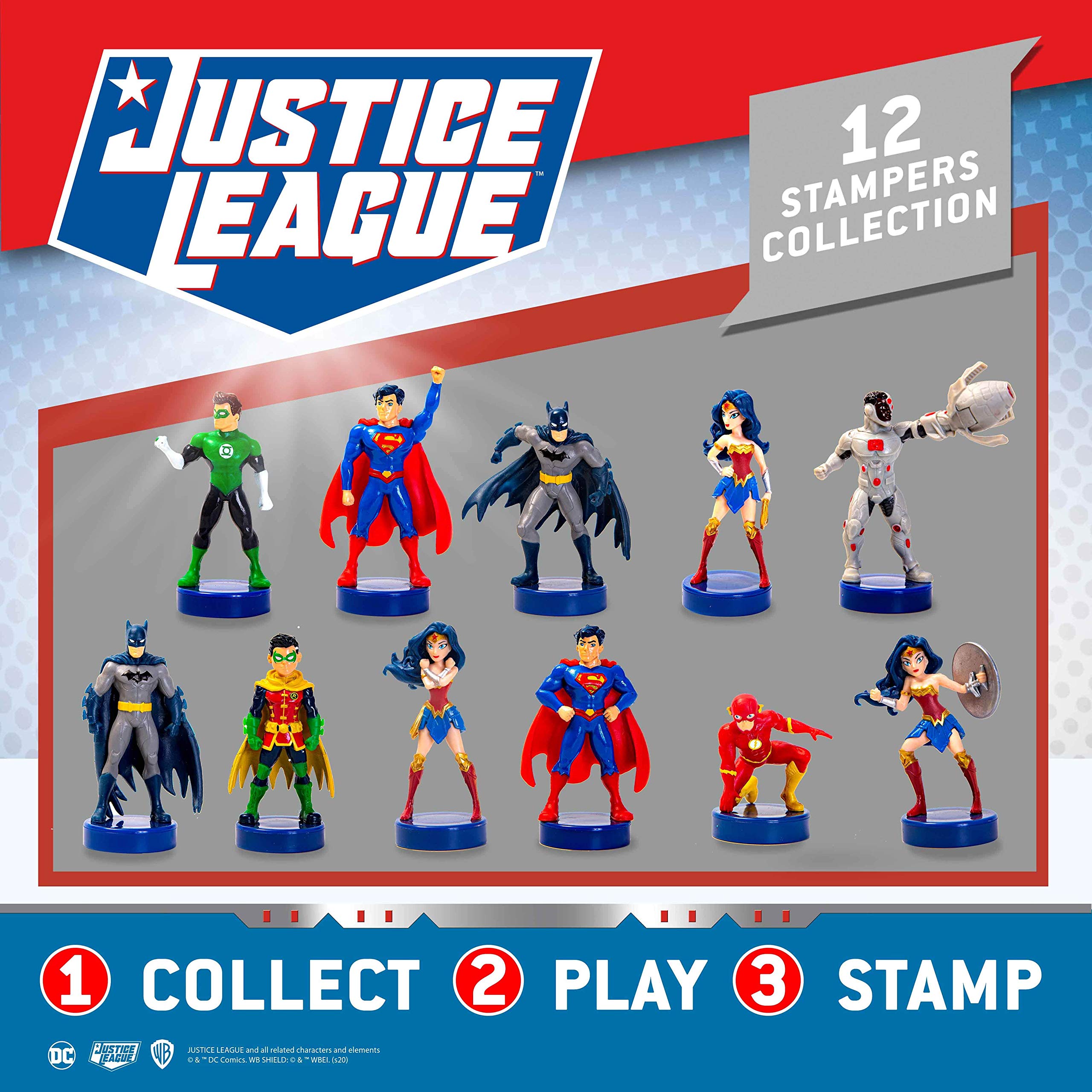 Justice League Toppers, 12-Pack – DC Toys, Stampers, Action Figures – Batman, Wonder Woman, Superman, Robin, The Flash, and More by PMI, 2.4 in, Ages 3+