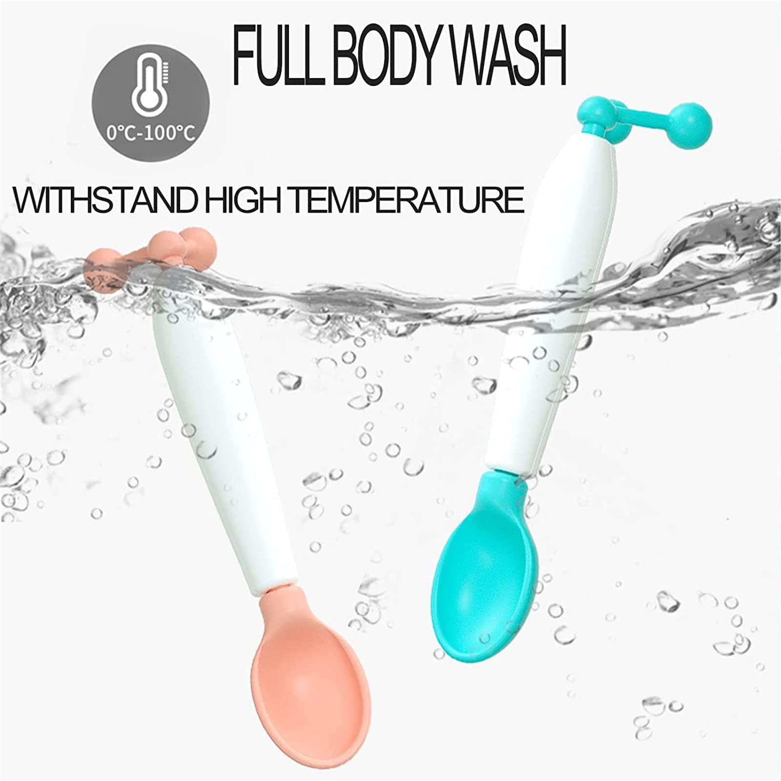 BIERDAN 2022 New Childrens Spoon Gravity Rotating Spoon Childrens Spill-Proof Spoon Temperature-Sensitive Color-Changing Spoon 360°Rotating Spoon Toddler Silicone Self Feeding Spoon