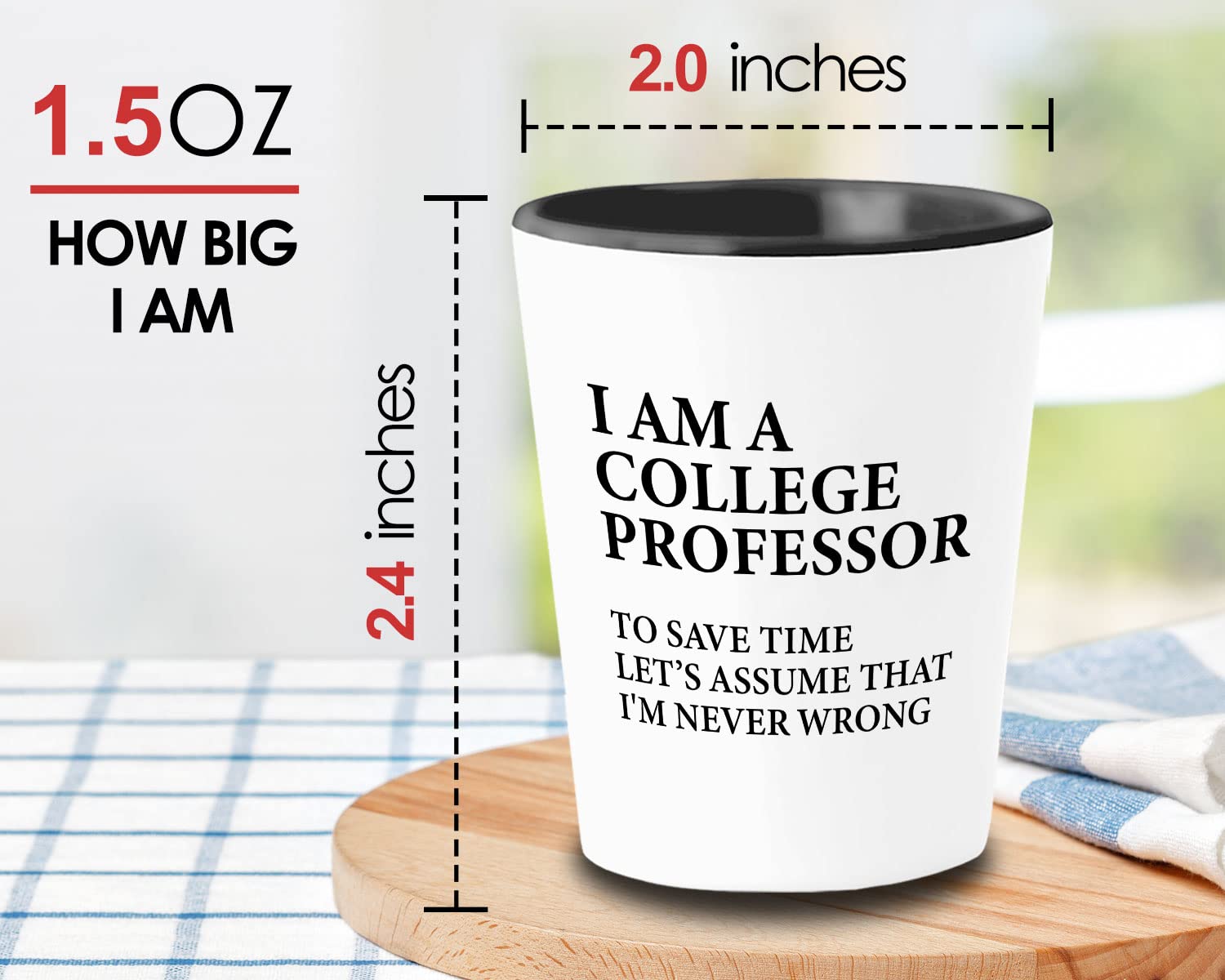Bubble Hugs Professor Shot Glass 1.5oz - Let's Assume That I'm Never Wrong - School Teacher Appreciation Job Faculty Phd Educator Mentor Lesson