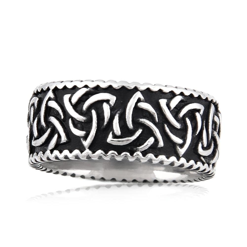BAVIPOWER Viking Celtic Triquetra Knot Ring Unique Stainless Steel Design Eternity Love Trinity Claddagh Jewelry For Men Women