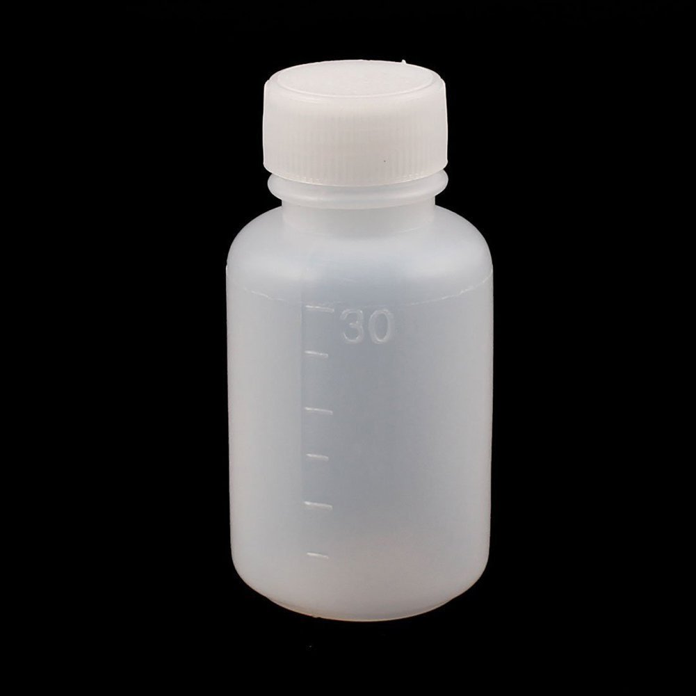 GDGY 50pcs 30ml 1oz PE Plastic Empty Small Mouth Graduated Lab Chemical Container Reagent Bottle Sample Sealing Liquid Medicine Bottle (50pcs 30ml, 1)