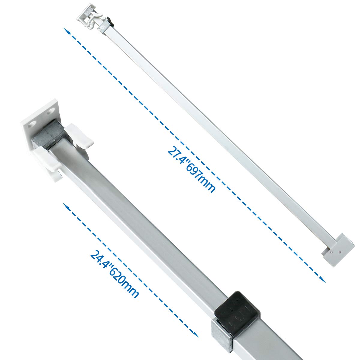 Baomain Patio Door Security Bar Fits 28" to 48" Wide Door Works on Double Hung & Sliding Window (Silver)
