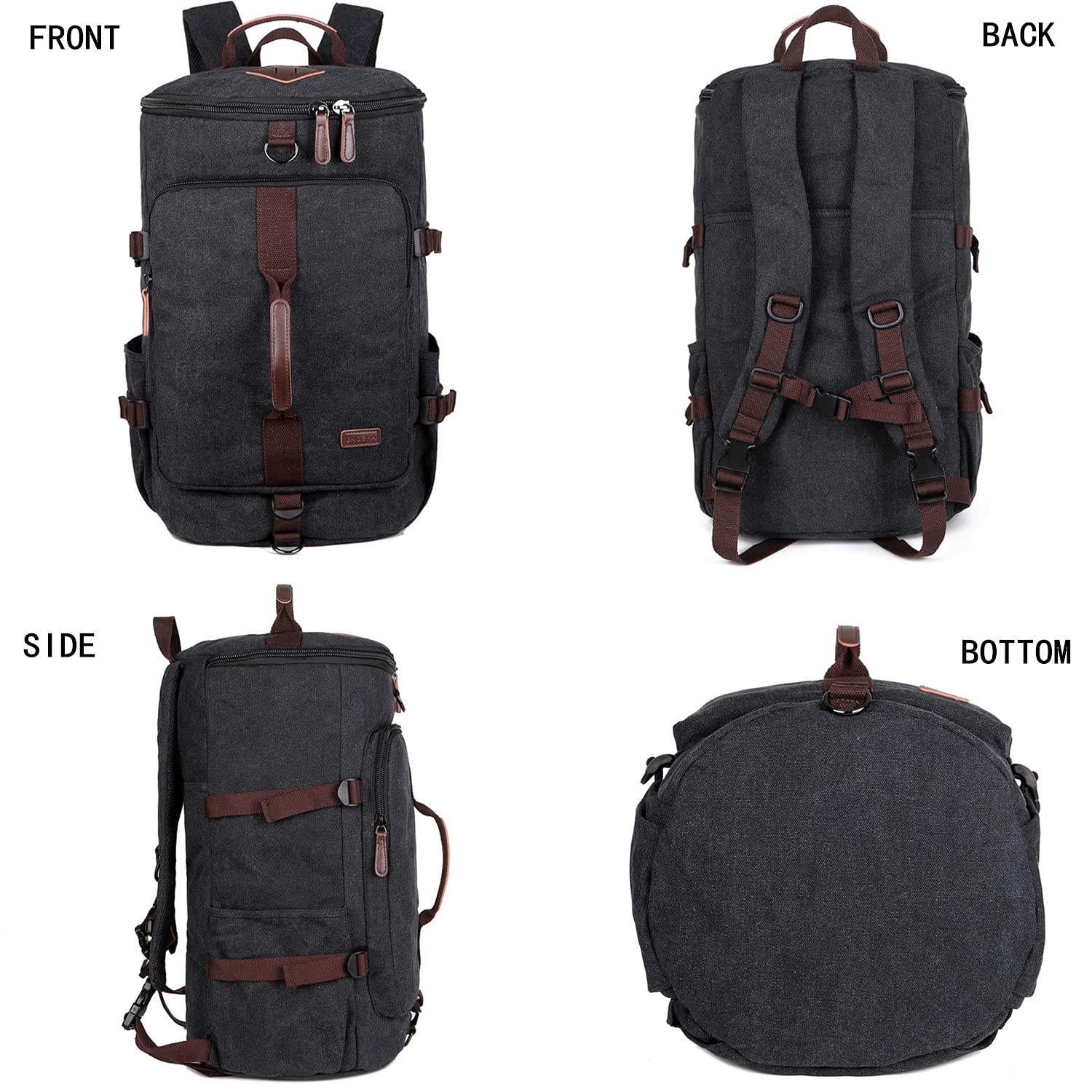 BAOSHA Canvas Weekender Travel Duffel Backpack Hybrid Hiking Rucksack Laptop Backpack for Outdoor Sports Gym HB-26(Grey)