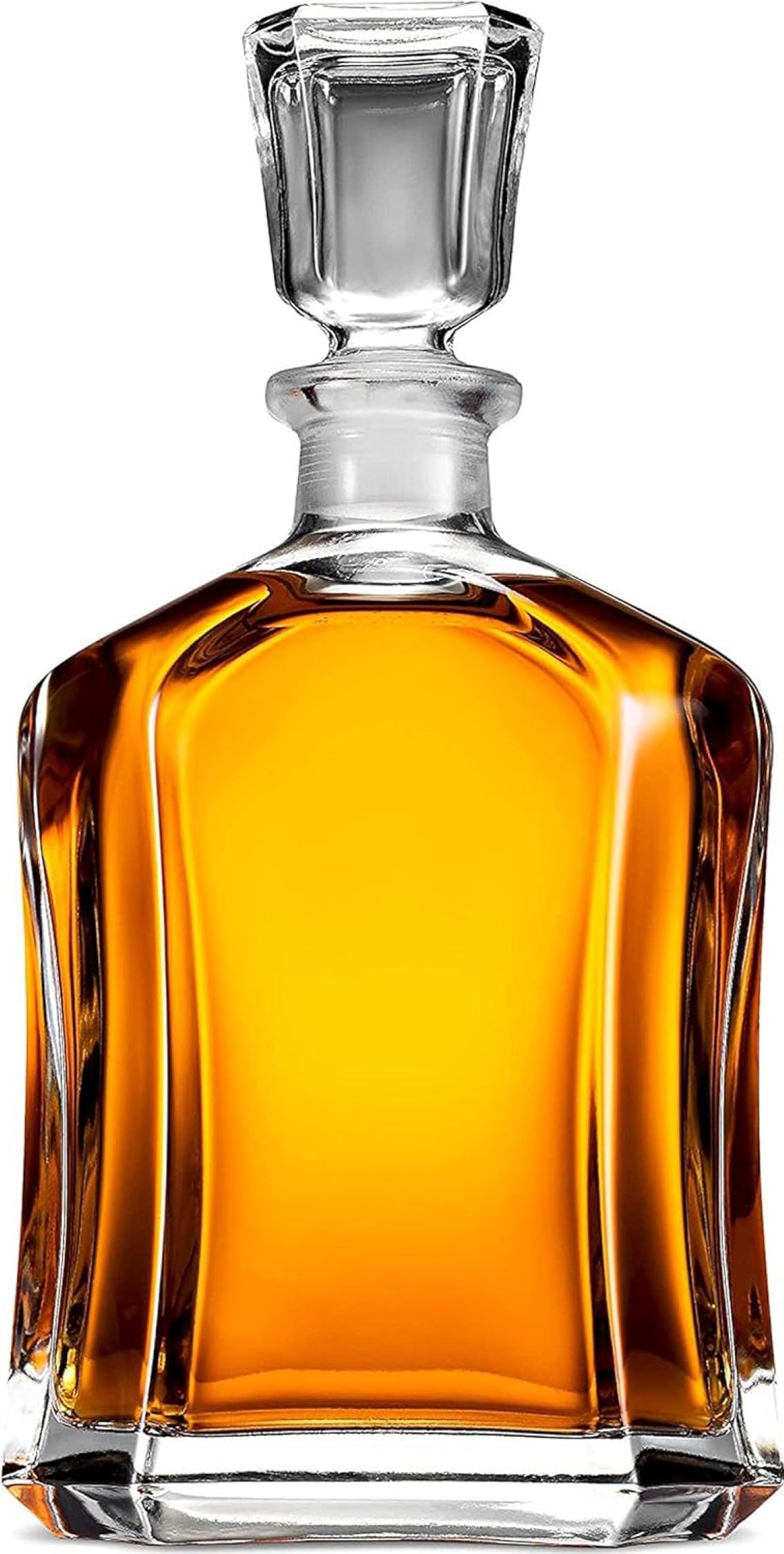 Bormioli Rocco Capitol Glass Decanter, Airtight Geometric Stopper, 23.75 oz Whiskey Decanter for Wine, Bourbon, Brandy, Liquor, Juice, Made in Italy.