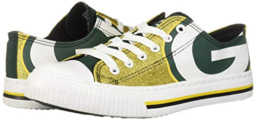 FOCO Green Bay Packers NFL Womens Glitter Low Top Canvas Shoes - 7