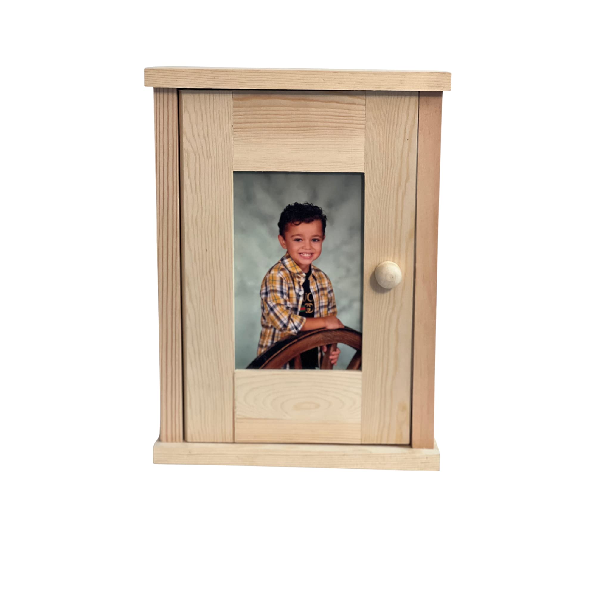 Pine Wood Wall Mount Key Box with 10 hooks with 4x6" Picture Frame - Wall Decor - Mail Holder Key Hooks - Mail Organize Wall - Wall Mail Organize - Key Holder for Wall - Entryway (Birch)