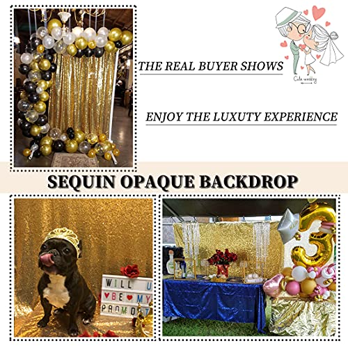 Gold Sequin Backdrop Curtain, 10Ft x 10Ft Golden Glitter Photography Background Curtains, Sequence Xmas Thanksgiving Backdrop Drapes for Wedding Party Festival Decor