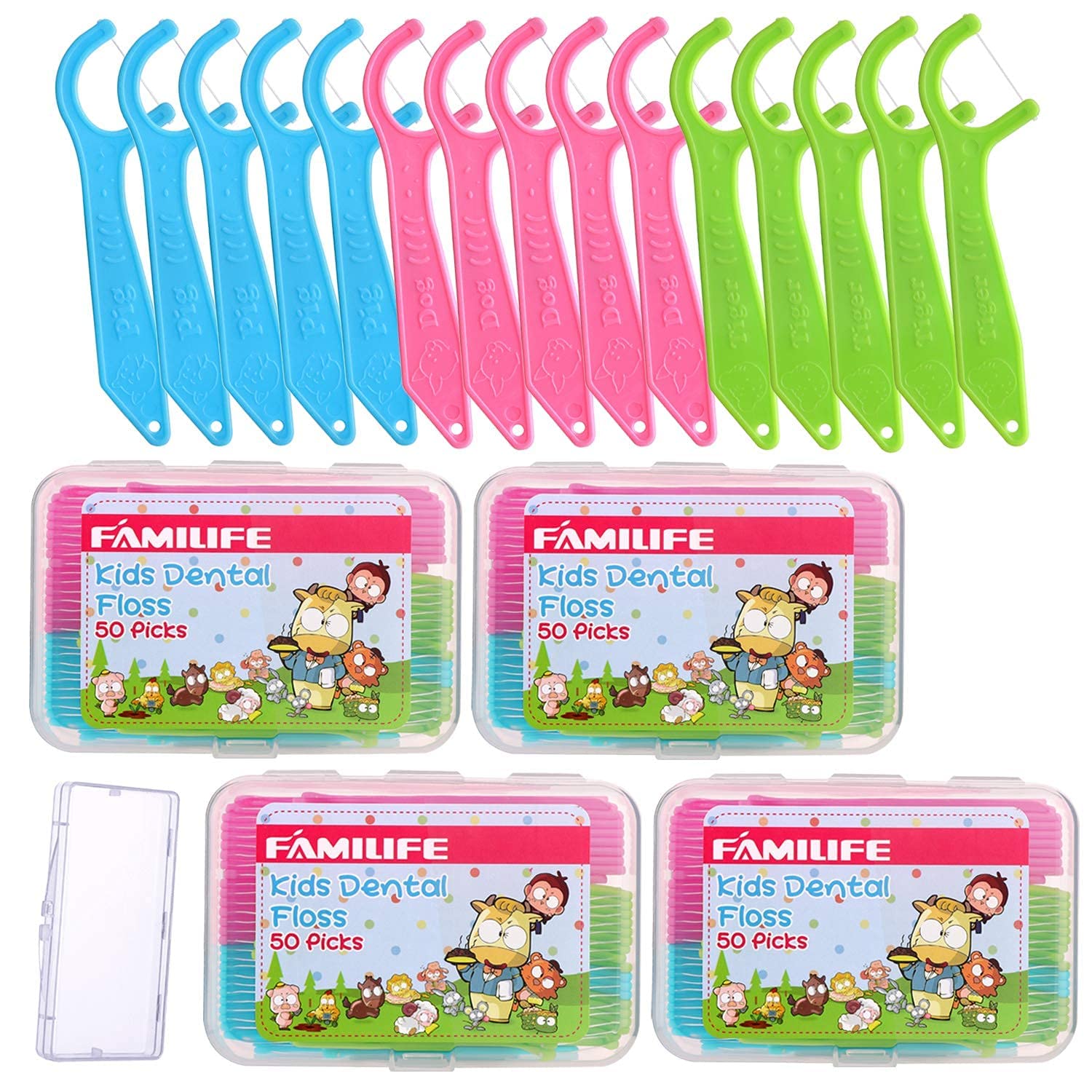 FAMILIFE Kids flossers Toddler Threaders Children Unwaxed Unflavored Fluoride Free Dental 404 Flossers Picks