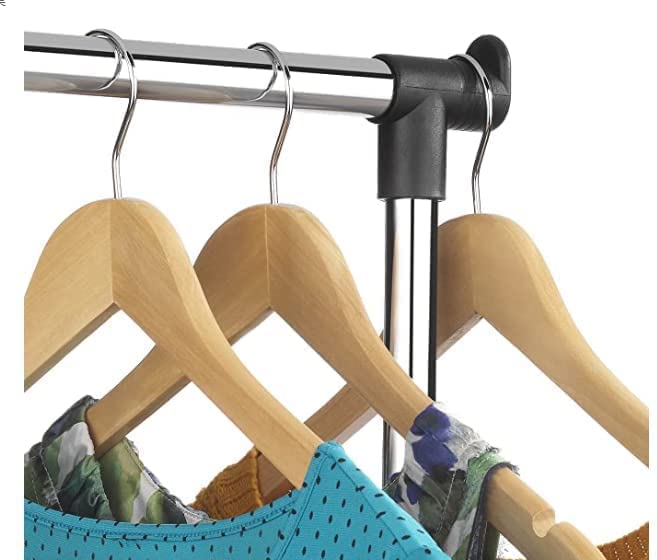 Double Pole Portable Clothing Hanging Garment Rack Laundry Drying Hanger with Wheels (Double Pole) Pole Telescopic Clothes | Fordable Single and Stand for Indoor Outdoor.