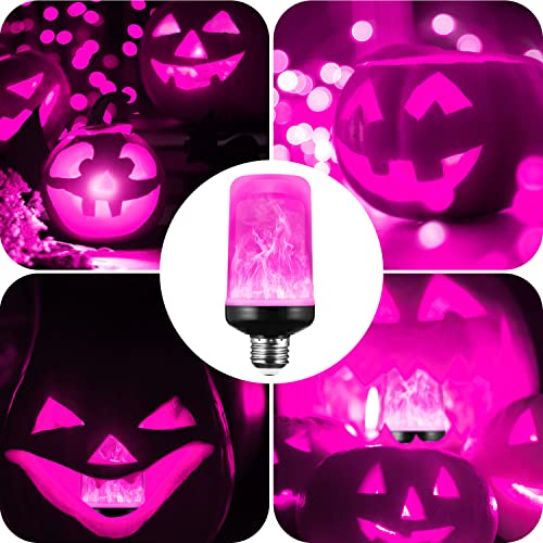 Basuwell LED Flame Effect Light Bulb, E26 Base 4 Modes Fire Light Bulb with Gravity Sensor, 3W Energy Efficient Flaming Fire Lights for Indoor/Outdoor/Halloween/Christmas Decorations (2-Pack) (Pink)