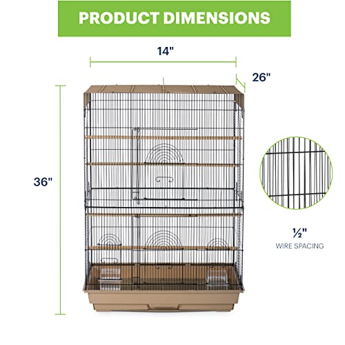 Prevue Pet Products Flight Cage for Multiple Small Birds, Steel Metal and Plastic Cage Home Crate Enclosure for Birds, Standing Birdcage, Brown/Black
