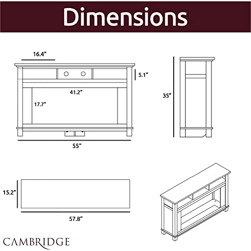 Cambridge San Jose 57'' Electric Fireplace with Crystal Insert, Multi-Color LED Flame, Remote, and Adjustable Heat Settings