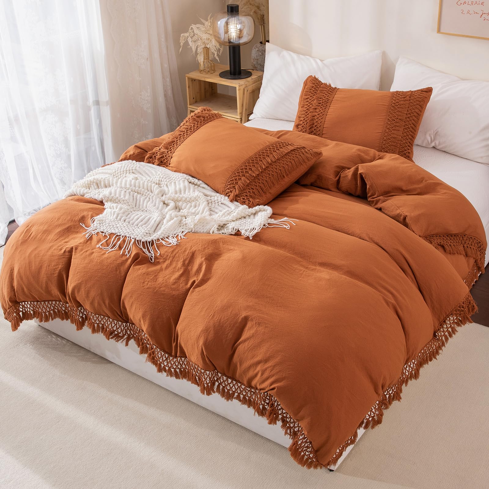 Kids Twin Comforter Set Taupe Tan Boho Bedding Comforter Tassel Bohemian Decorative Bedding Set for Girls Boys Extra Soft All Season Bed Set Twin Size(Twin, Taupe)