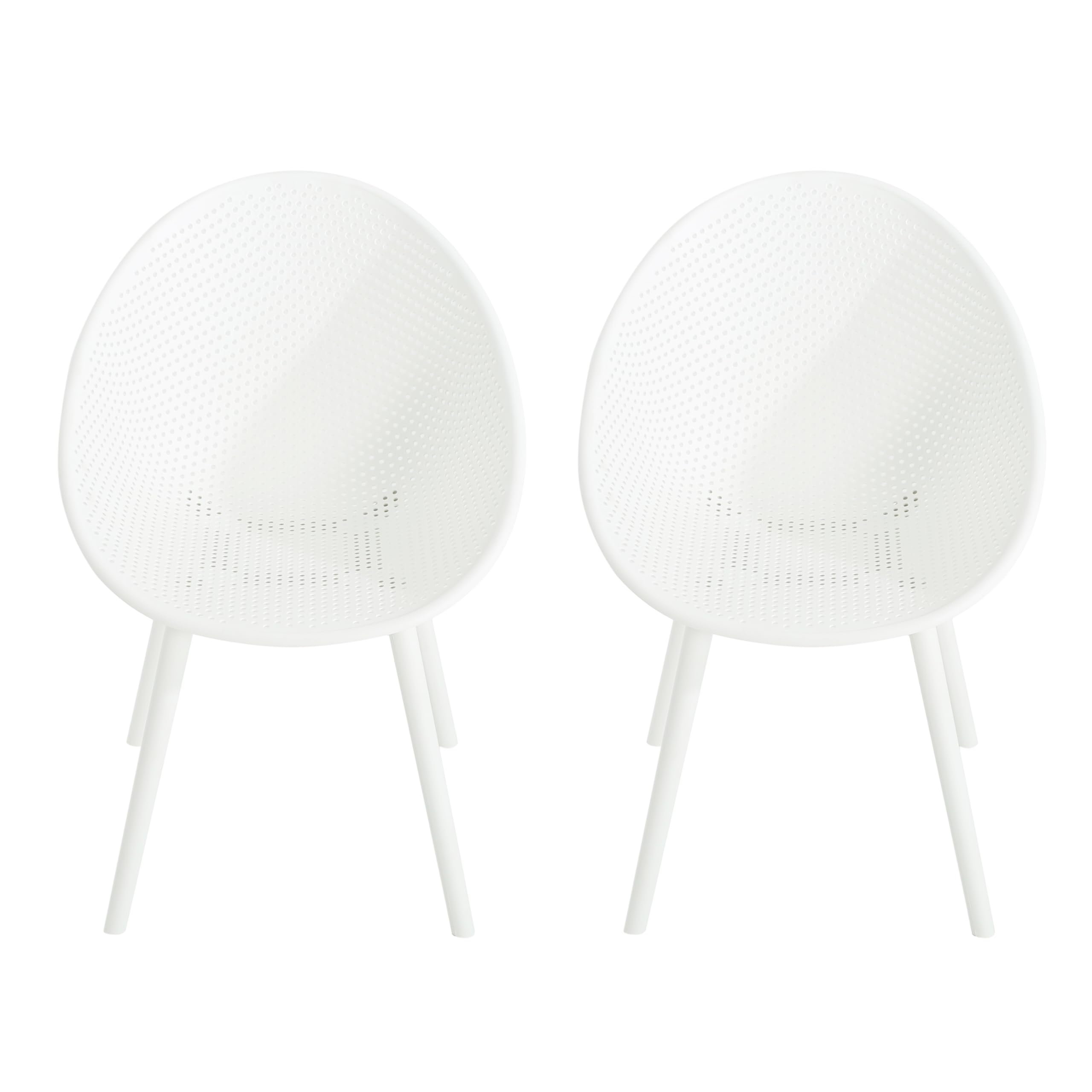 Christopher Knight Home White Lounge Chairs Set of 2 β Modern Accent Chairs-Resistant Patio Chairs with Mesh Design for Garden, Balcony, or Backyard β Sleek and Comfortable Seating for Outdoor Spaces