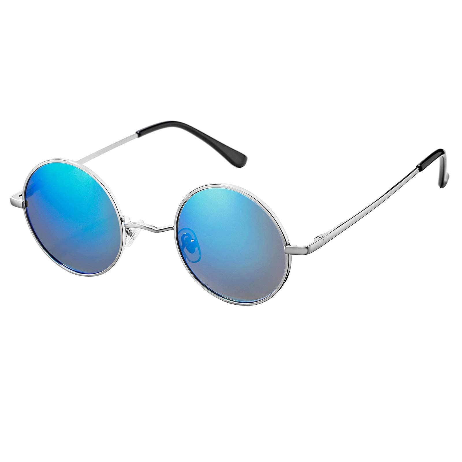 Braylenz 3 Pack Trendy Small Round Polarized Sunglasses for Women Men, Retro Hippie Style Shades Glasses (Pink Mirrored + Blue Mirrored + Black)