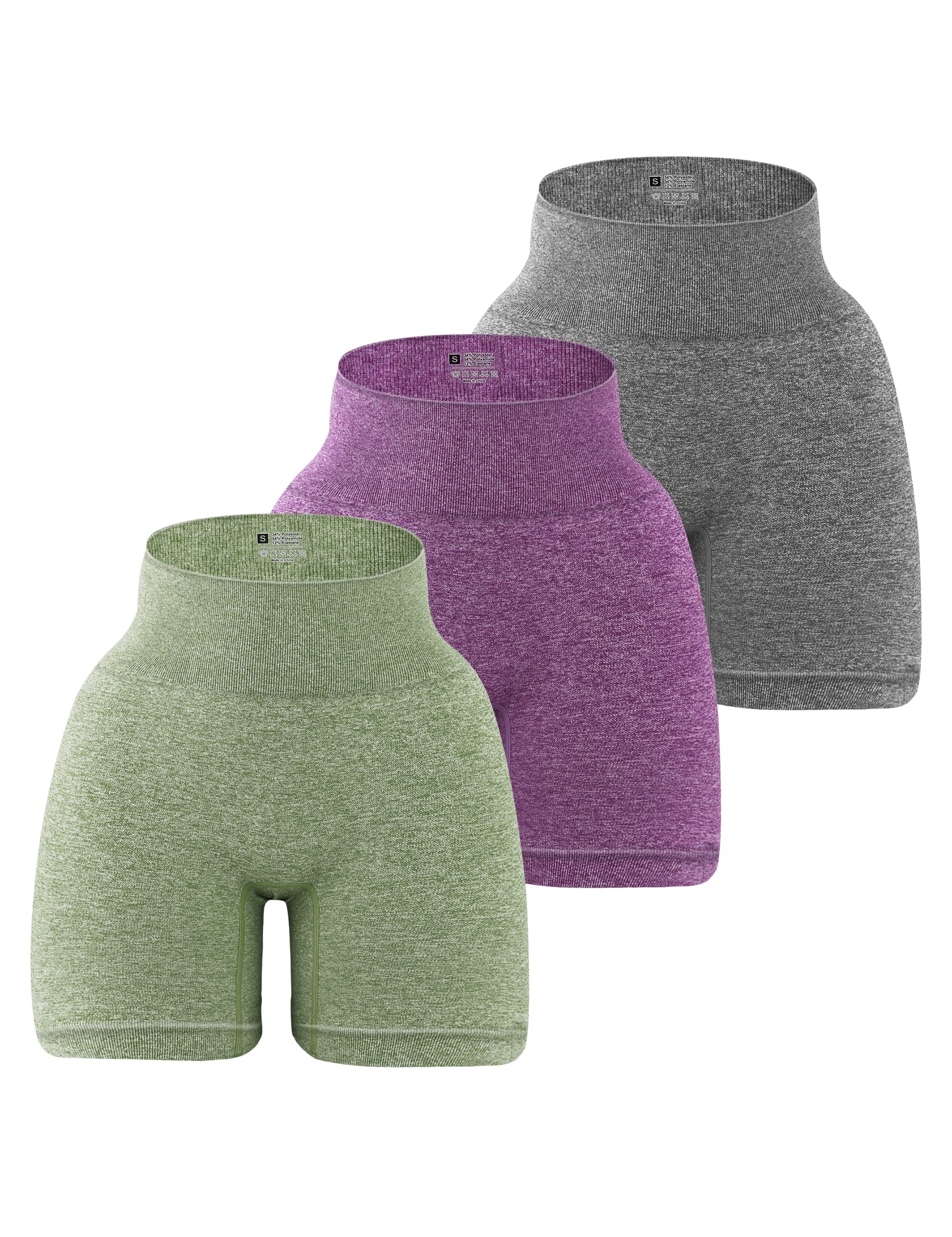 BAYDI Workout Shorts for Women 3 Pack High Waisted Seamless Yoga Shorts Athletic Gym Biker Shorts