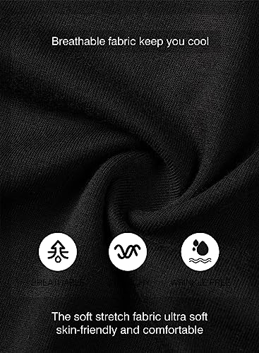 JMIERR Men's 3 Pack Cotton Hipster Hip Hop Longline Crewneck T-Shirt, Short Sleeve T Shirts for Men Pack, US 43(L), Black/Dark Grey/Khaki