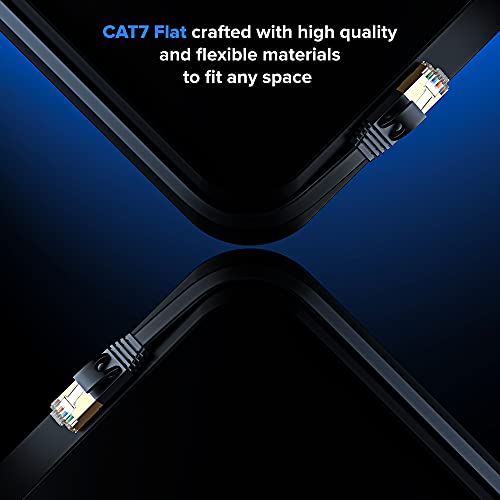 Cat 7 Ethernet Cable 15 ft - with a Flat, Space-Saving Design High-Speed Internet & Network LAN Patch Cable, RJ45 Connectors - 15ft / Orange / 5 Pack - Perfect for Gaming, Streaming, and More