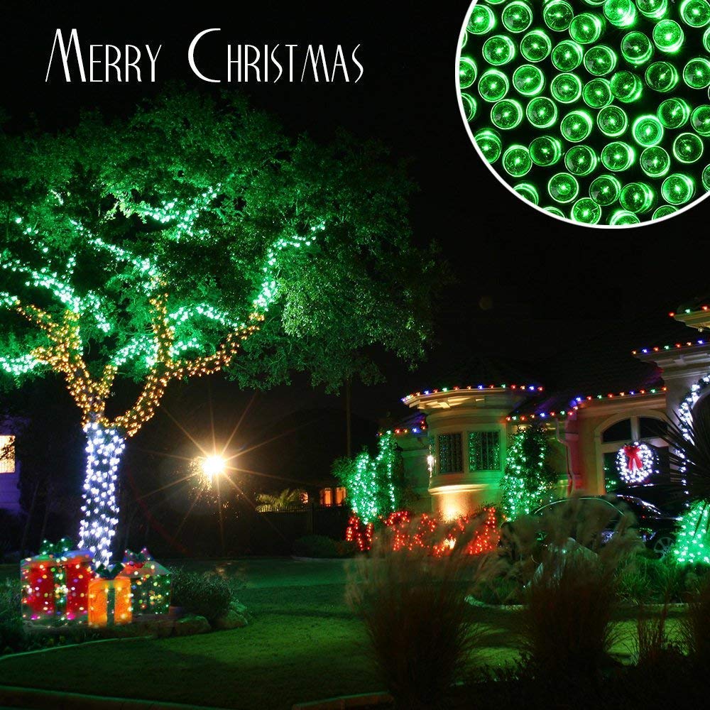 Joomer Green Solar String Lights, 105ft 300 LED 8 Modes Outdoor String Lights Waterproof Fairy Tree Lights for Garden, Patio, Fence, Balcony, Outdoors