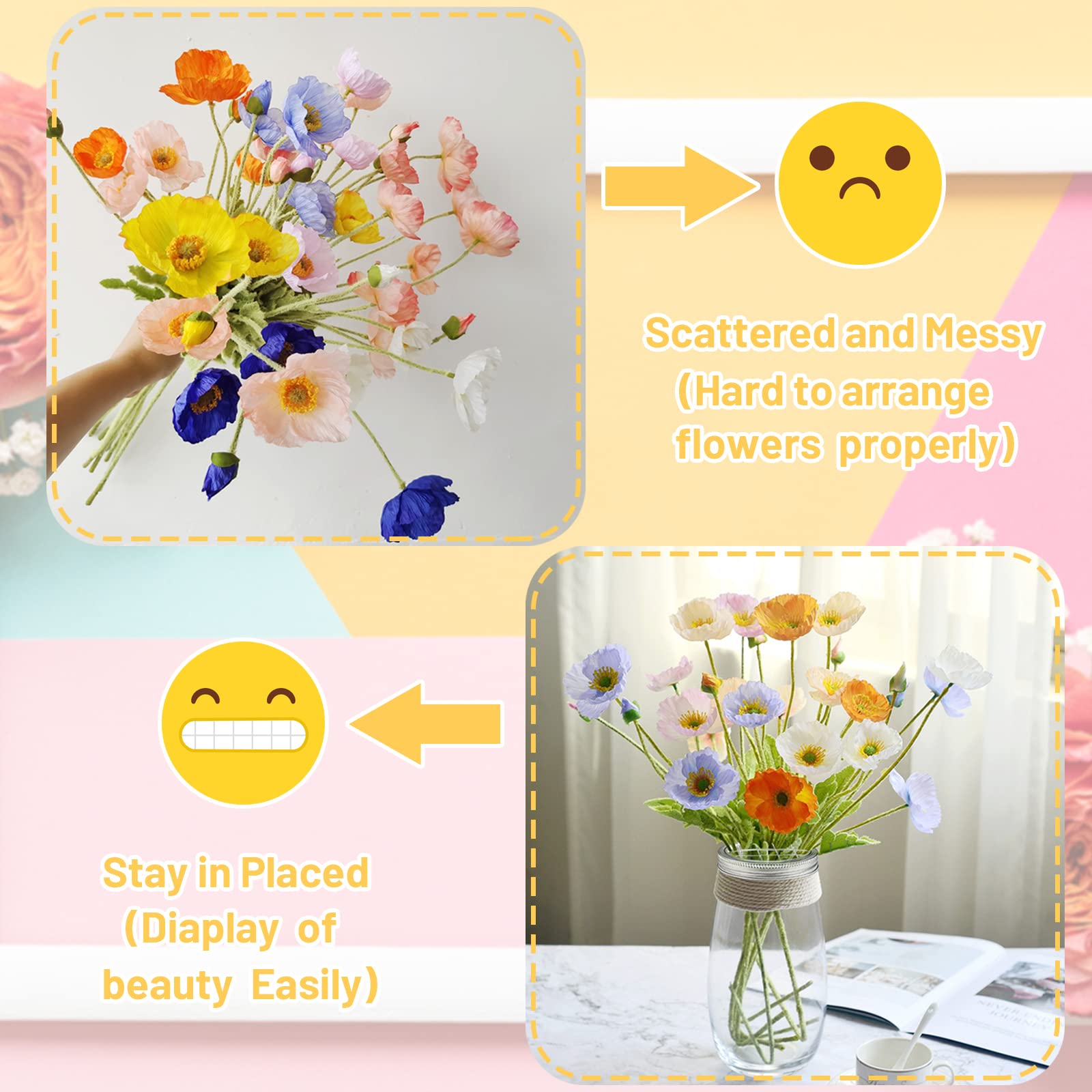 Cinvo Flower Mason Jar Insert Lid Metal Flower Organizer Frog Lid for Regular Mouth Mason Canning Jars Bouquet Easy Flower Arranging(6 Set Rings and Separate Lids)