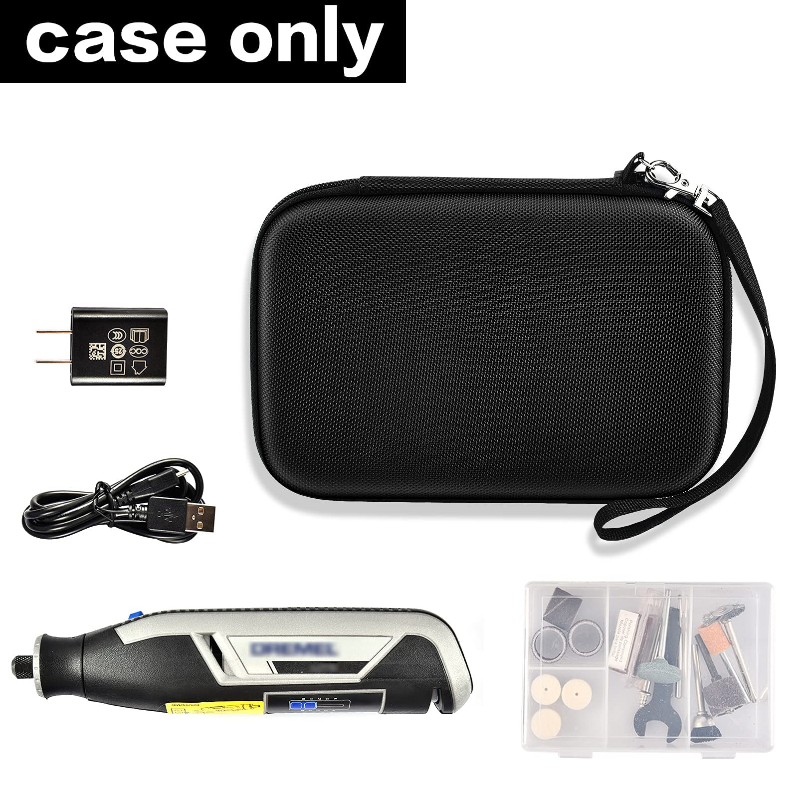 Case Compatible with Dremel Lite 7760 N/10 4V Multi-Purpose Rotary Tool Kit, Hard Carrying Storage Bag Organizer Fit for USB Charging Cable and Accessory Set (Box Only)