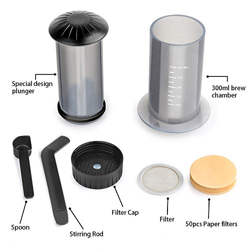 RECAFIMIL Coffee Press Maker -New Desgin Quickly Makes Delicious Coffee Without Bitterness - 1 to 3 Cups Per Pressing