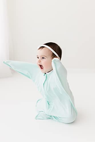 Transition Swaddle - Baby Wearable Blanket - Baby Sleep Sack with 2-Way Zipper - 95% Bamboo Viscose Fiber/5% Spandex - TOG 0.5 - Cozy Sleep Wrap designed by a pediatric (Soft Mint, Medium 6-12 Month)