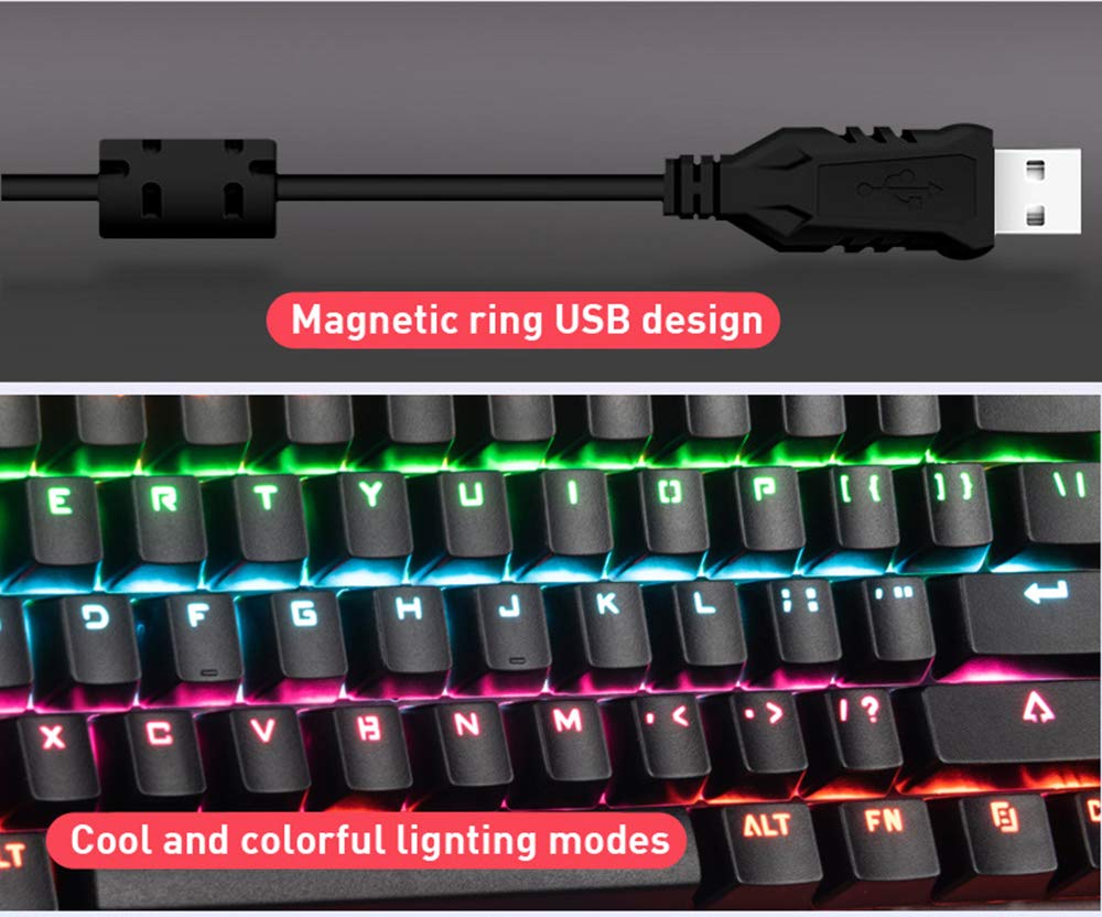 K917 RGB Mechanical Gaming Keyboard 87Key Retro Keyboard-Blue Switch-LED Backlit- Round Keycaps Anti-Ghosting Mechanical Illuminated Keyboard for PC Gaming and MAC (Retro-Black)
