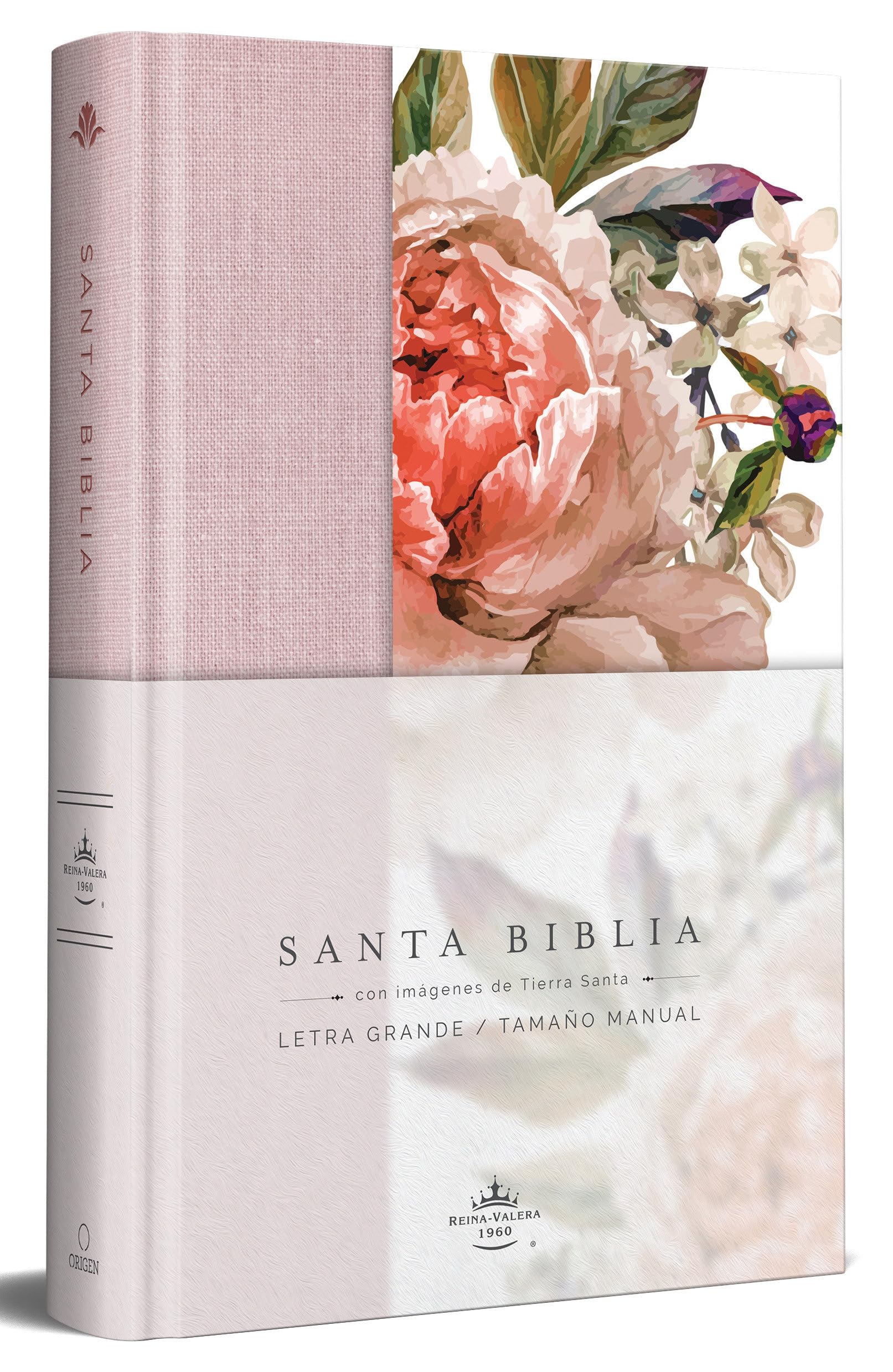 Biblia Reina Valera 1960 letra grande. Tapa Dura, Tela rosada con flores, tamaƱo manual / Bible RVR 1960. Handy Size, Large Print, Hardcover, Pink