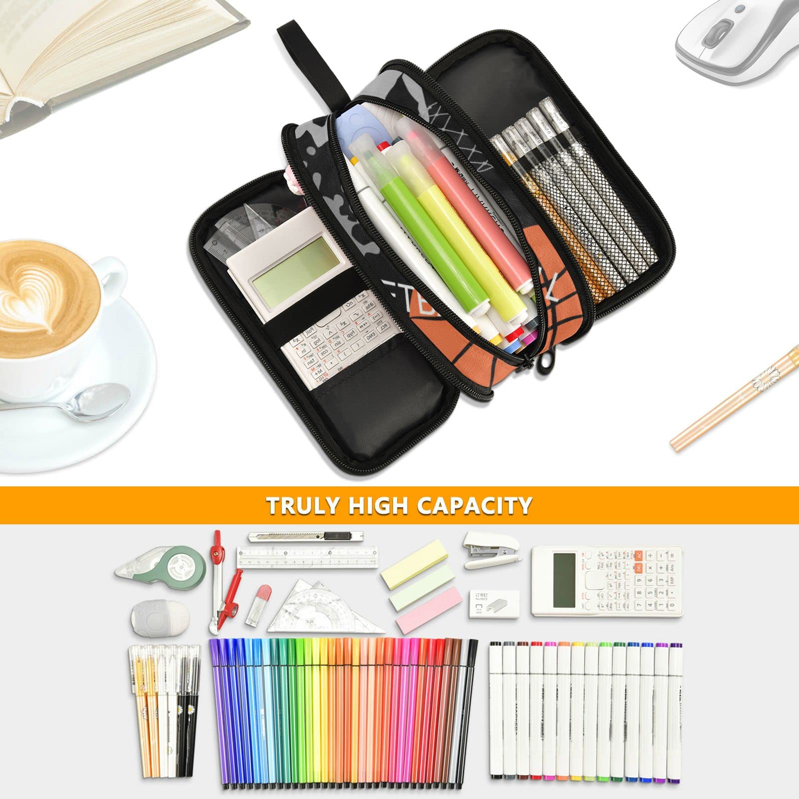 J JOYSAY Custom Basketball Game Pencil Case Large Big Capacity Personalized Pencil Bag for Girls Boys Customized Pencil Box Pouch Cosmetic Bag for College Students School Office