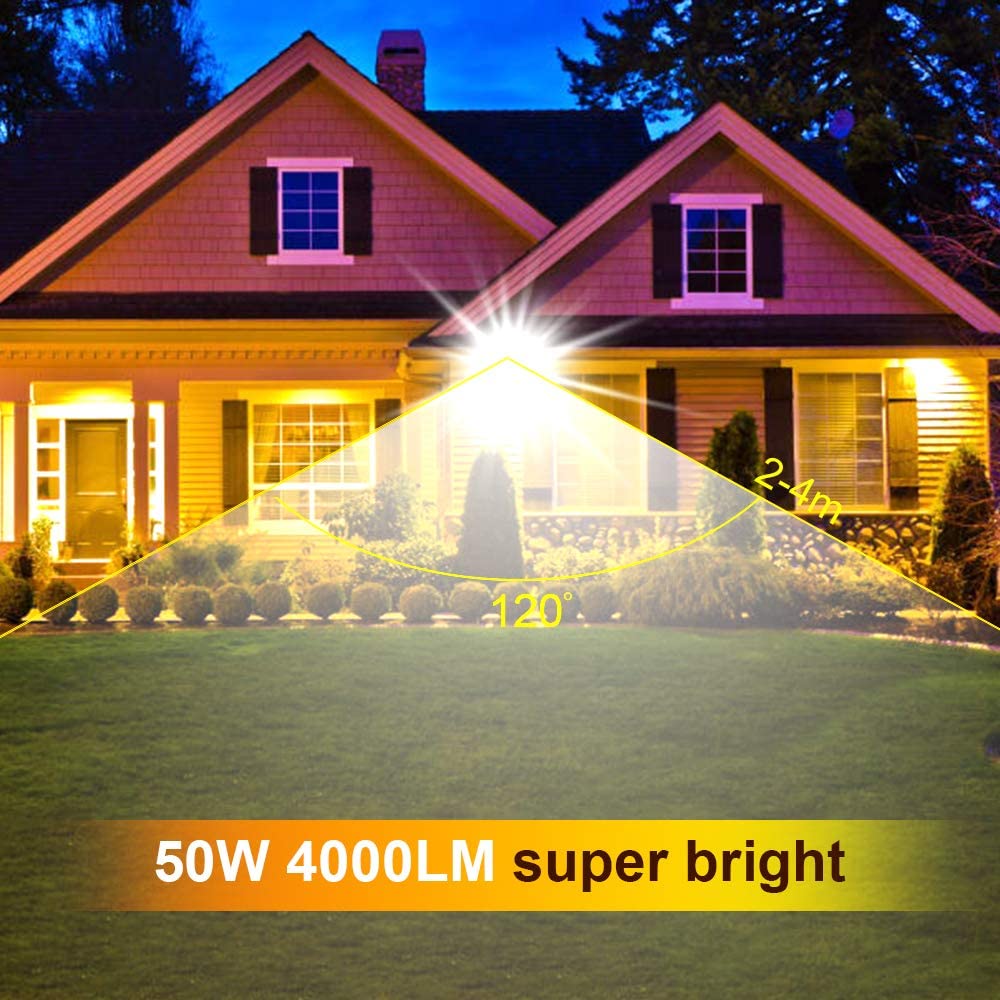bapro LED Outdoor Floodlight,Super Bright LED Floodlight, Garden Lights Cold White(6000K), IP65 Waterproof Outdoor Security Light Wall Light Perfect for Garden,Garage,Forecourt (2pack, 50W)