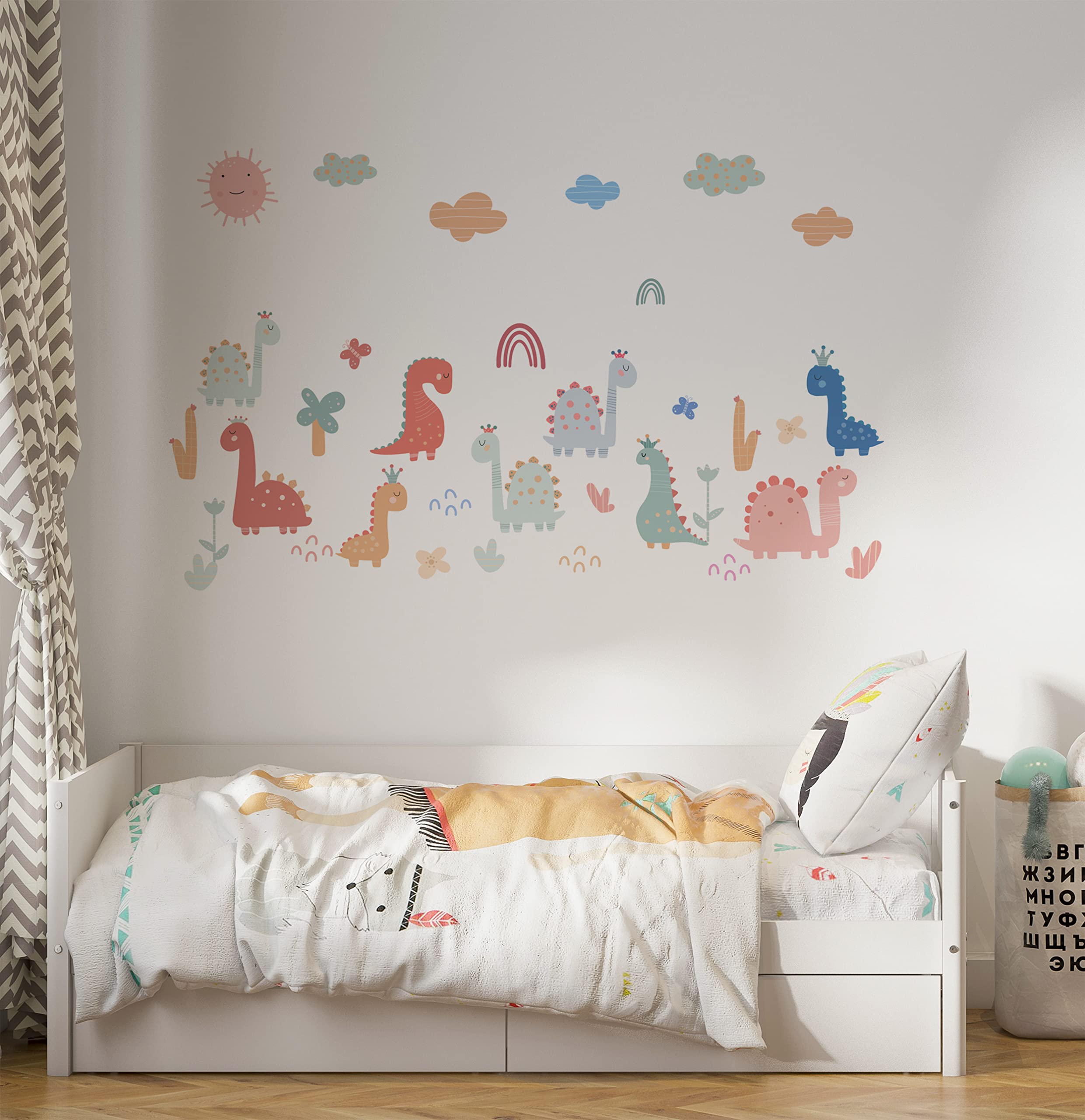 COCODECO Dinosaur Wall Stickers for Kids Jurassic Journey Wall Decals Nursery Peel and Stick Removable