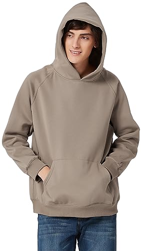 FLYCHEN Men's Solid Color Loose Hoodie Hip Hop Couples Long Sleeve Unisex Sweatshirt Khaki XL