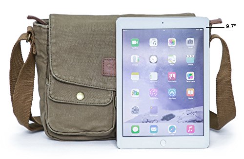 Gootium Canvas Messenger Bag - Vintage Crossbody Shoulder Bag Military Satchel, Olive Brown