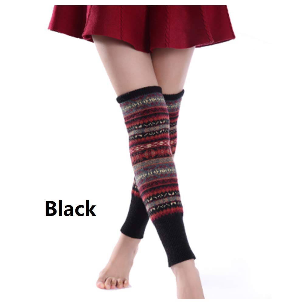 ANSLYQA Leg Warmers Cable Knit Winter Warm for Women, 2 Pairs Thicker, (Black,Khaki)