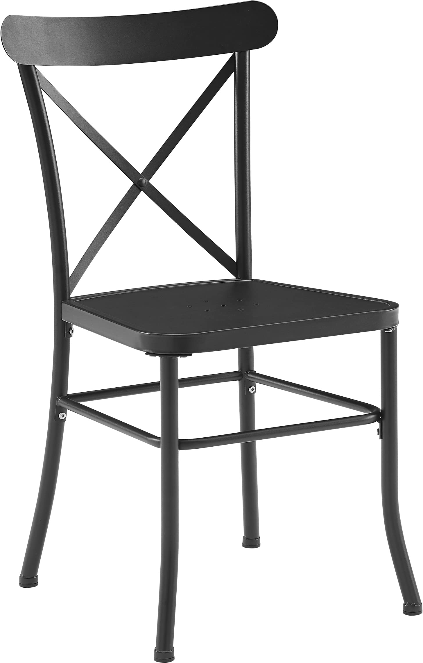 Crosley Furniture Astrid 2-Piece Indoor Outdoor Chair Set, Dining Chairs for Kitchen, Patio, Porch, Deck, Matte Black
