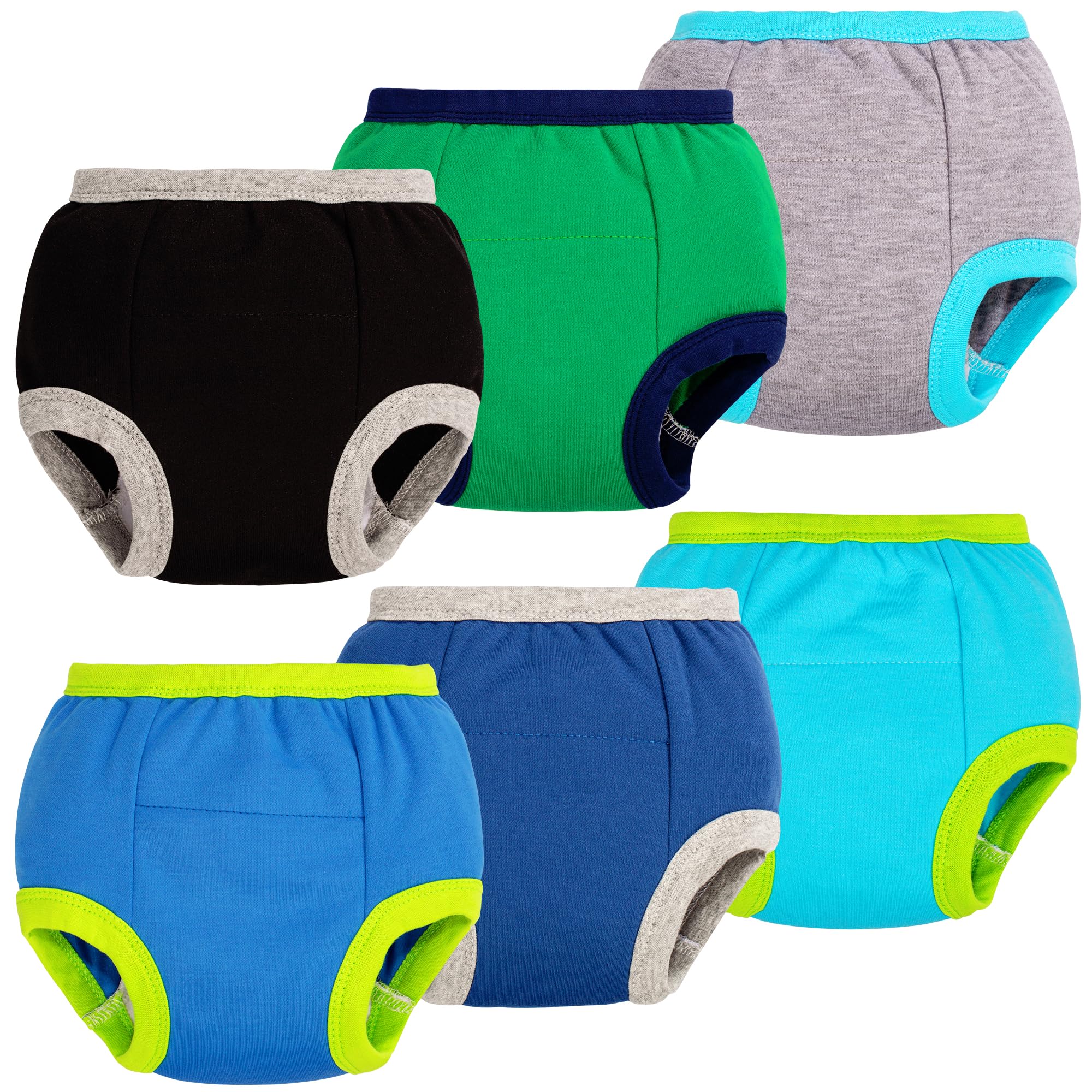 BIG ELEPHANT Baby Boys' 6 Pack Toddler Potty Training Pants 100% Cotton Waterproof Underpants, 4T