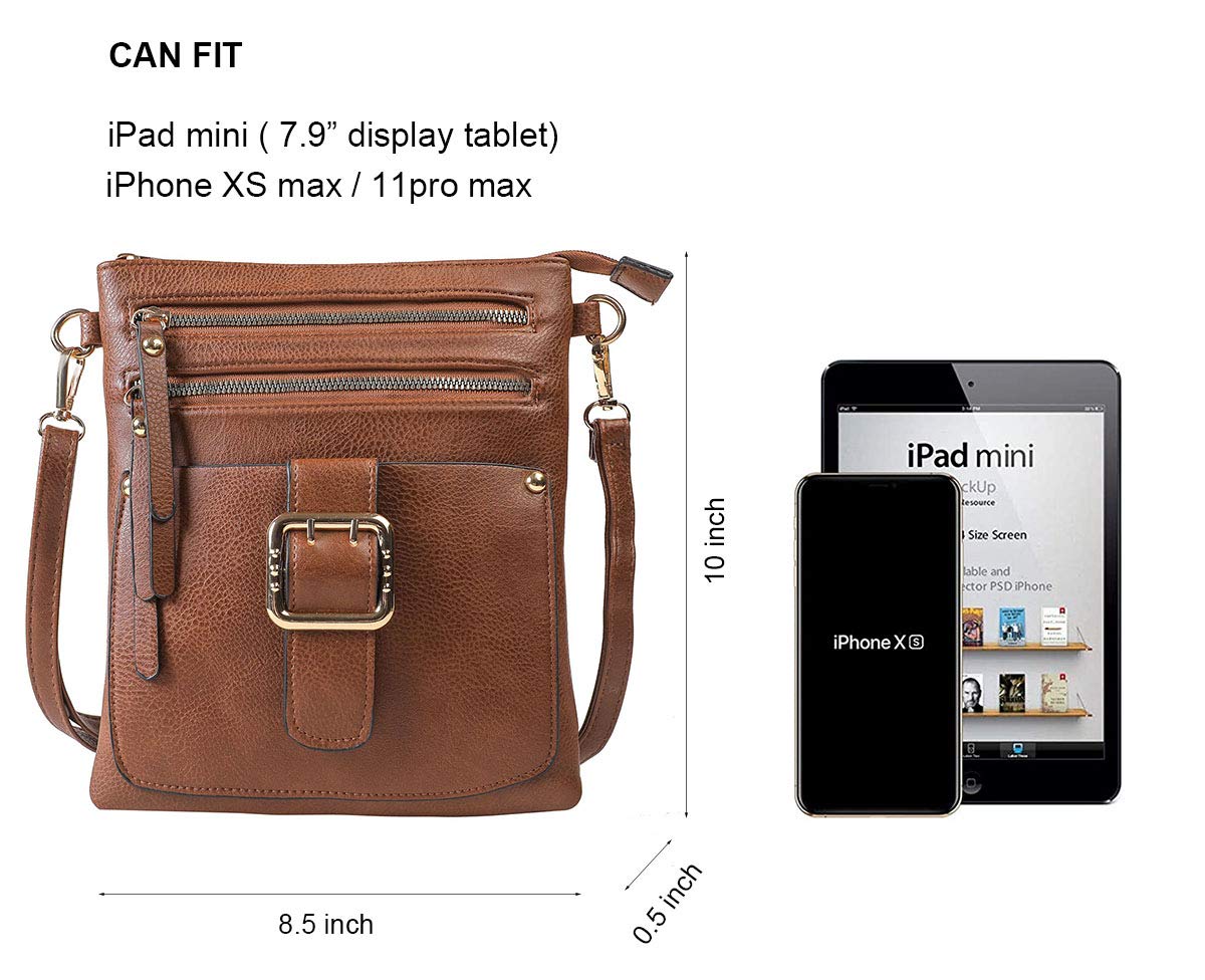 Joyzeal Crossbody Bag Multi Zipper Pocket Bag Messager Handbag Purse for Women Shoulder Bag Functional Purse